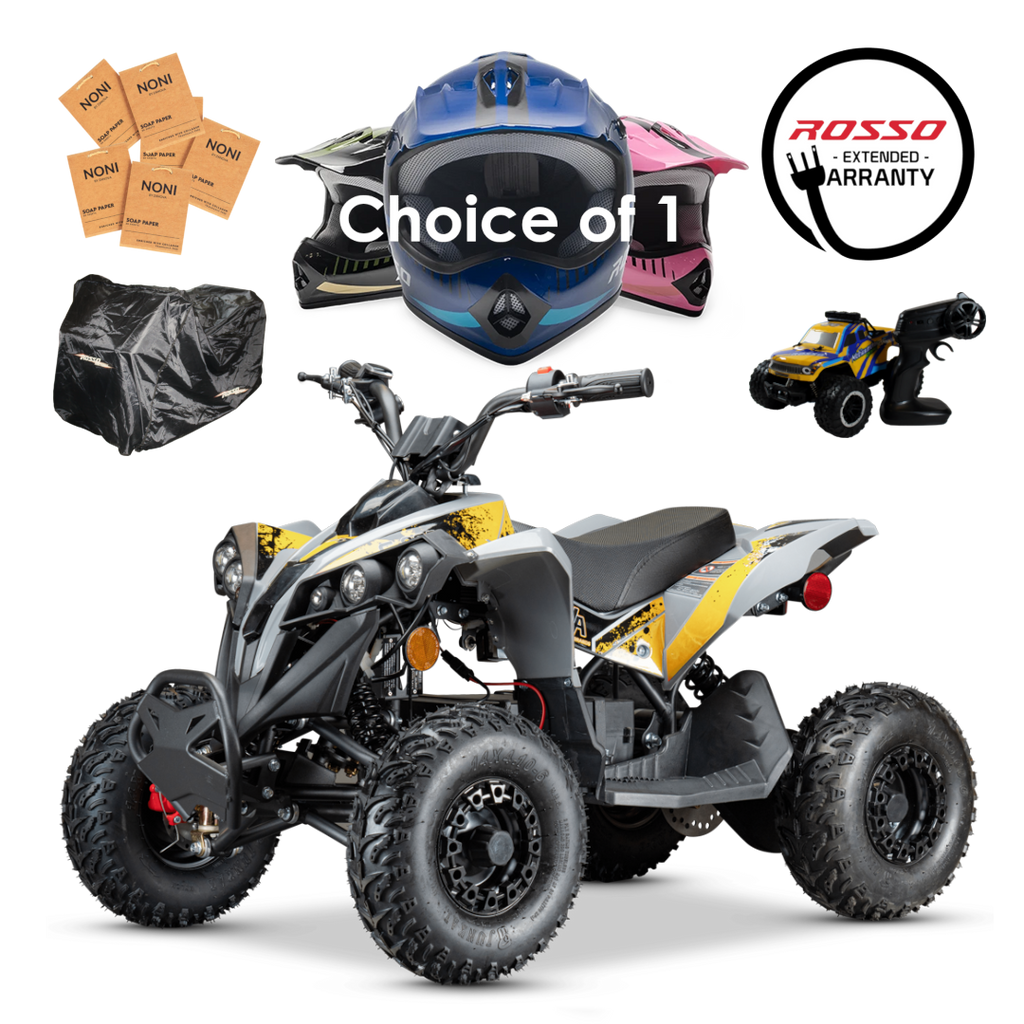Pioneer e-802 electric ATV Bundle | Ages 6+ only | Yellow Decals Feat ...